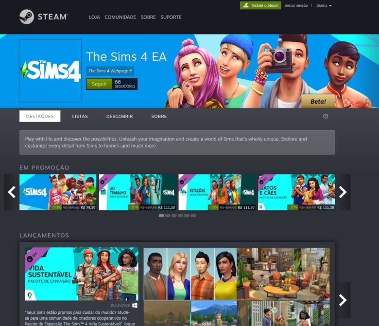 The Sims 4 e todos seus pacotes estão disponíveis na Steam - Alala Sims